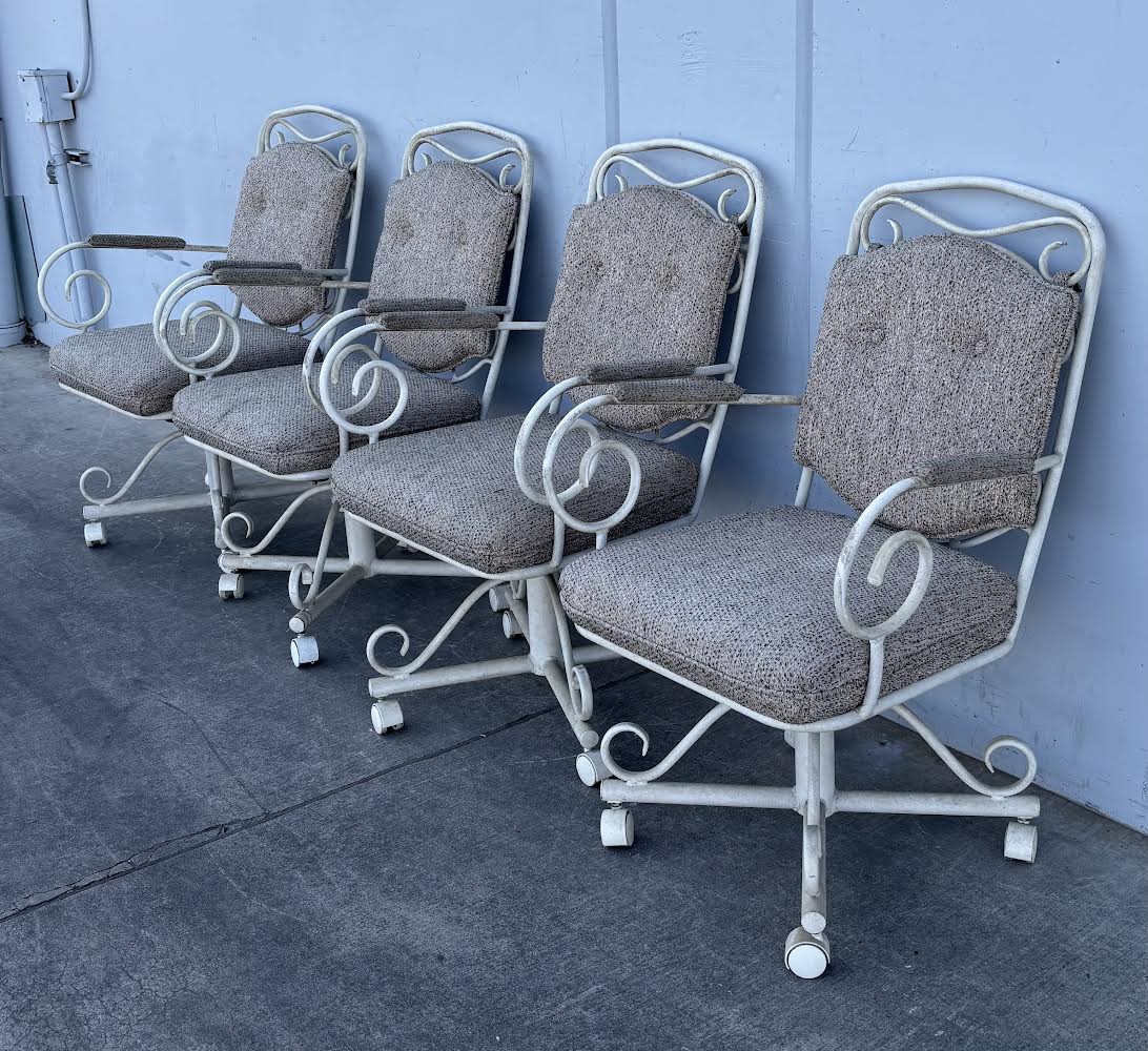 4 Vintage Outdoor Wrought Iron Patio Lounge Chairs by Minson Corp ...
