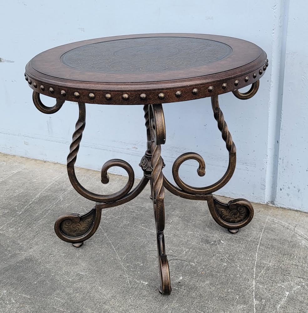 Round dark wood end/ side table Ashley rafferty style – Pacific Thrift ...